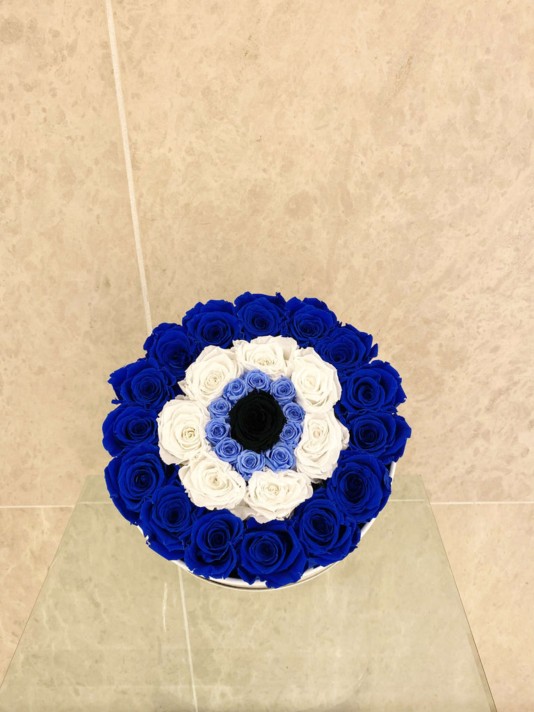 LARGE EVIL EYE PRESERVED ROSE ARRANGEMENT– RSVP By Anastasia